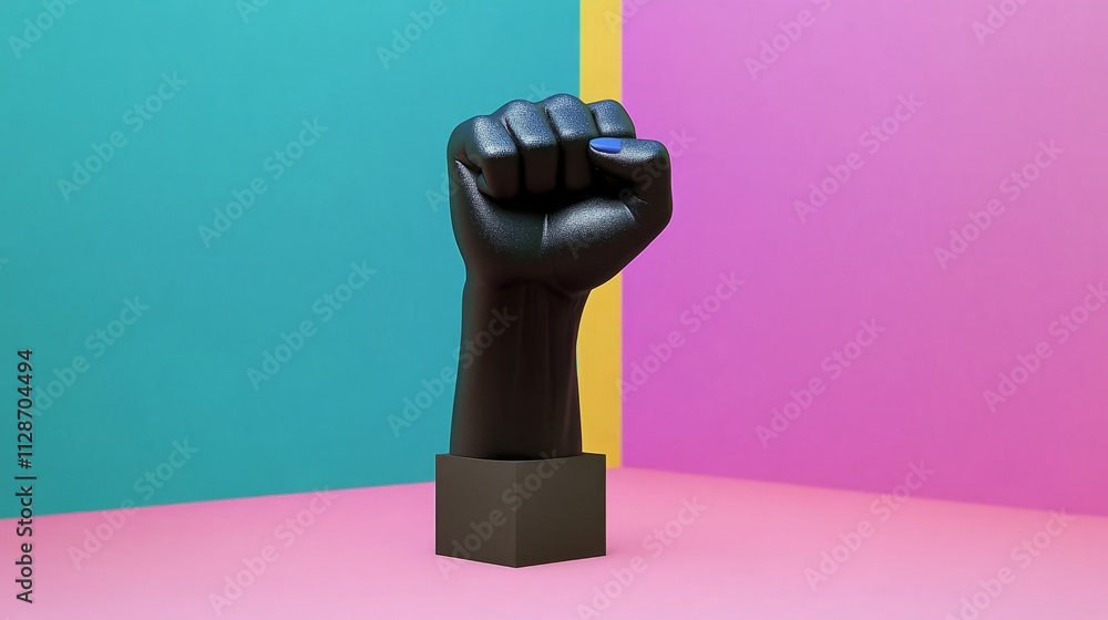 Raised fist in blue color on a luxury background for King day Stock ...