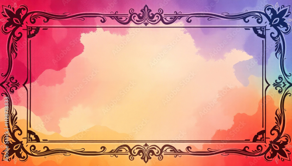 Artistic certificate design featuring rich watercolor gradients and ...