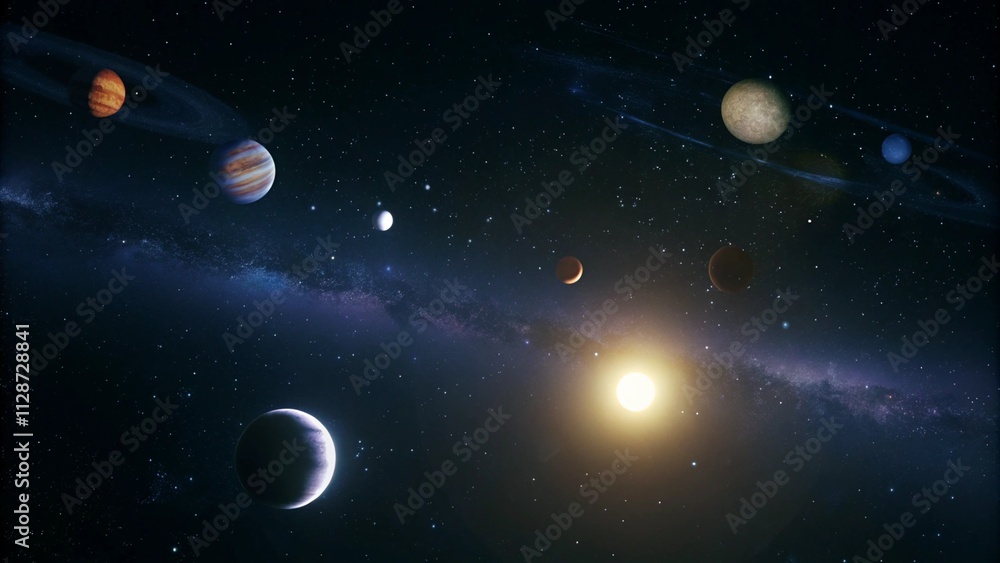 In space planets stars galaxies black holes nebulae asteroids comets ...