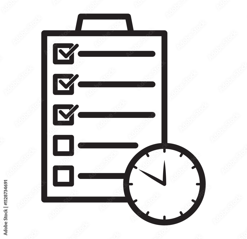 Checklist icon set. Clipboard checklist or document. Checkmark ...
