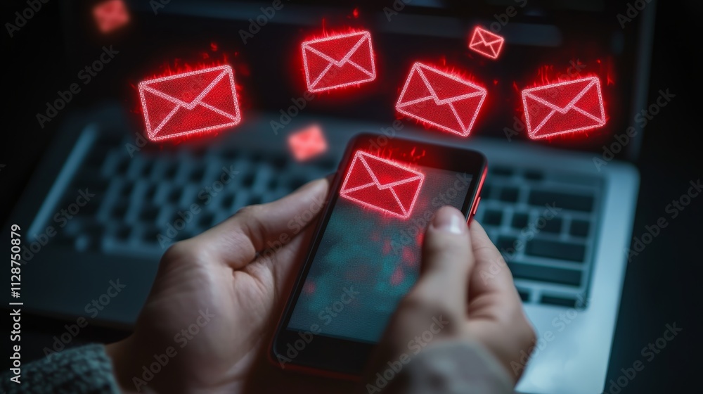 SMS spam fake text message phishing from scammer concept System hacked ...