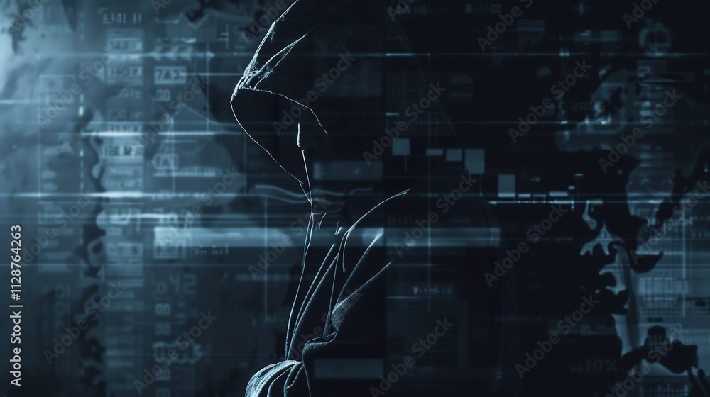 Shadowy figure fake identity representing suspicious dangerous hacker ...
