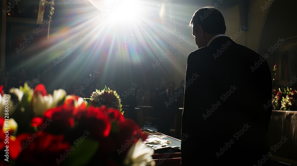 Pastor offering prayer and spiritual guidance at a solemn funeral ...