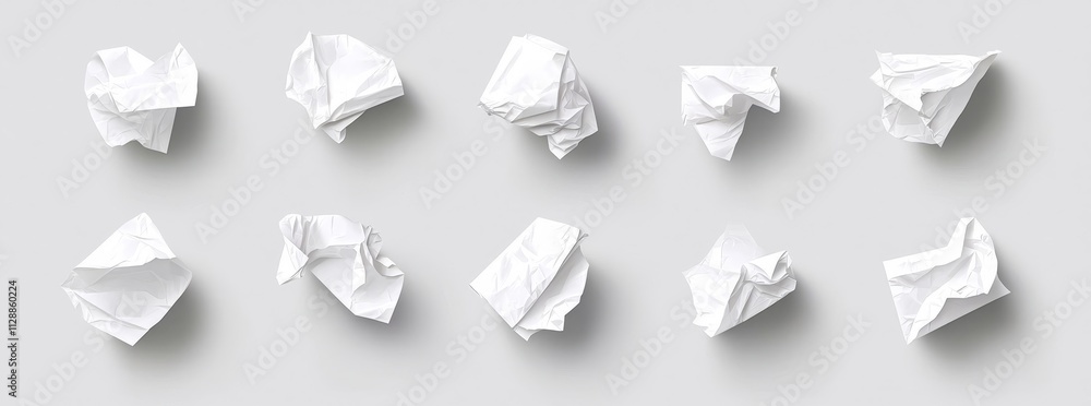Flying paper sheet at different angles. Realistic 3D illustration set ...