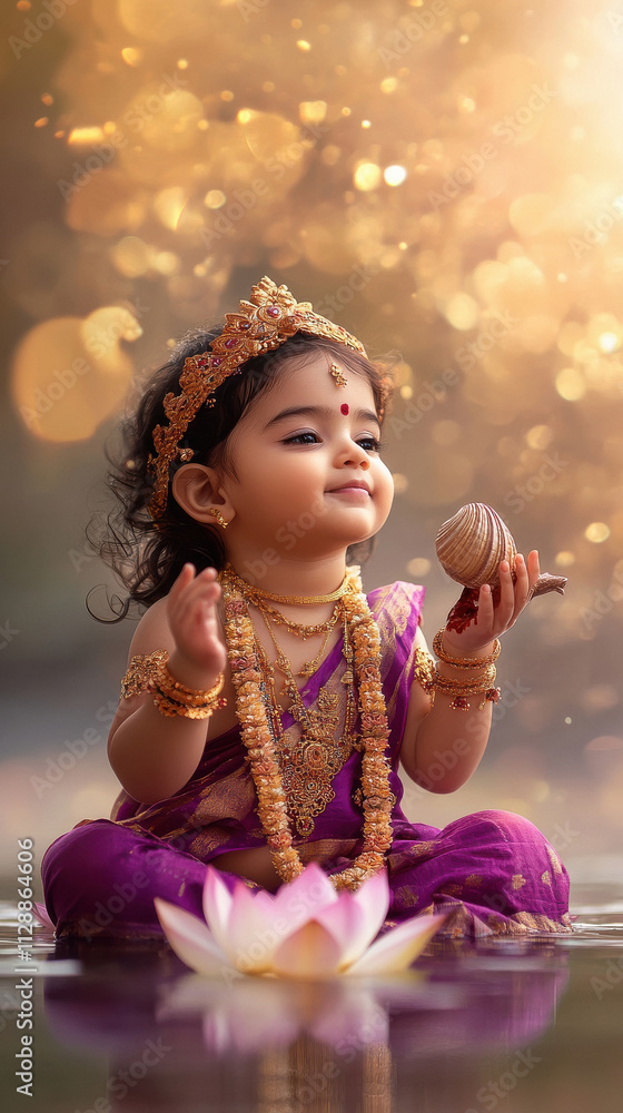 Cute indian little girl in lord krishna costume Stock Photo | Adobe Stock