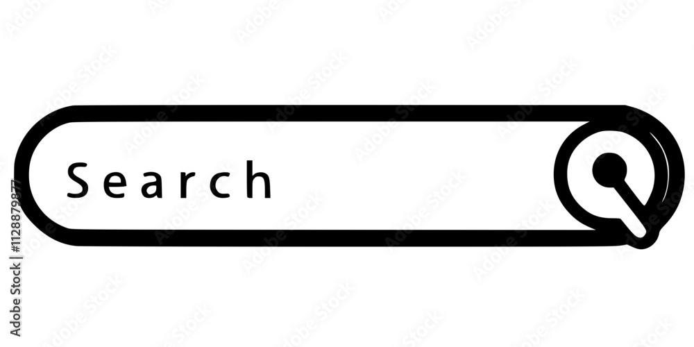 Hand-drawn doodle of a minimalist search bar in a simple, flat style ...