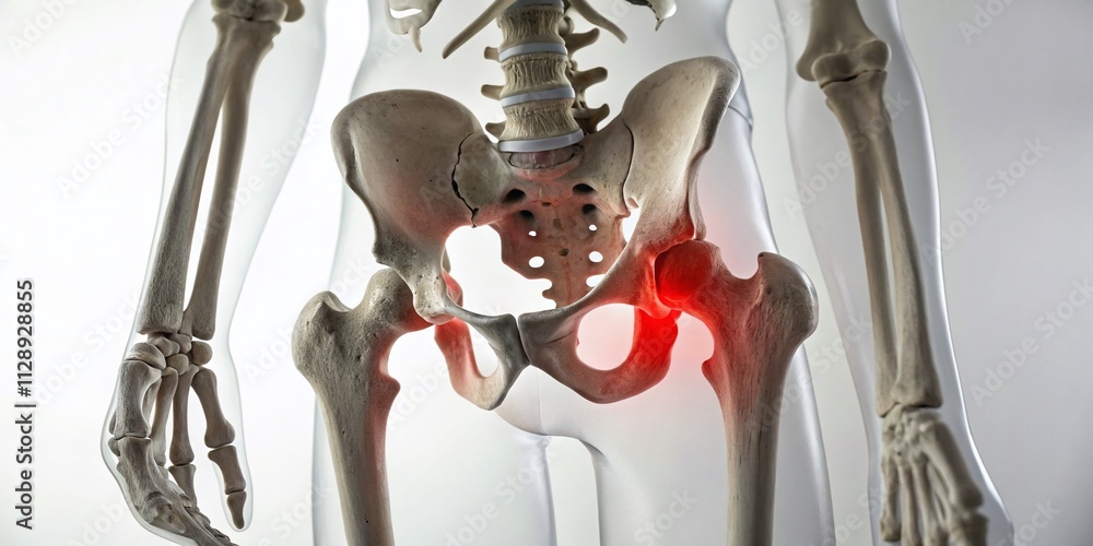 Detailed Silhouette Illustration of Human Hip and Femur Bones with ...