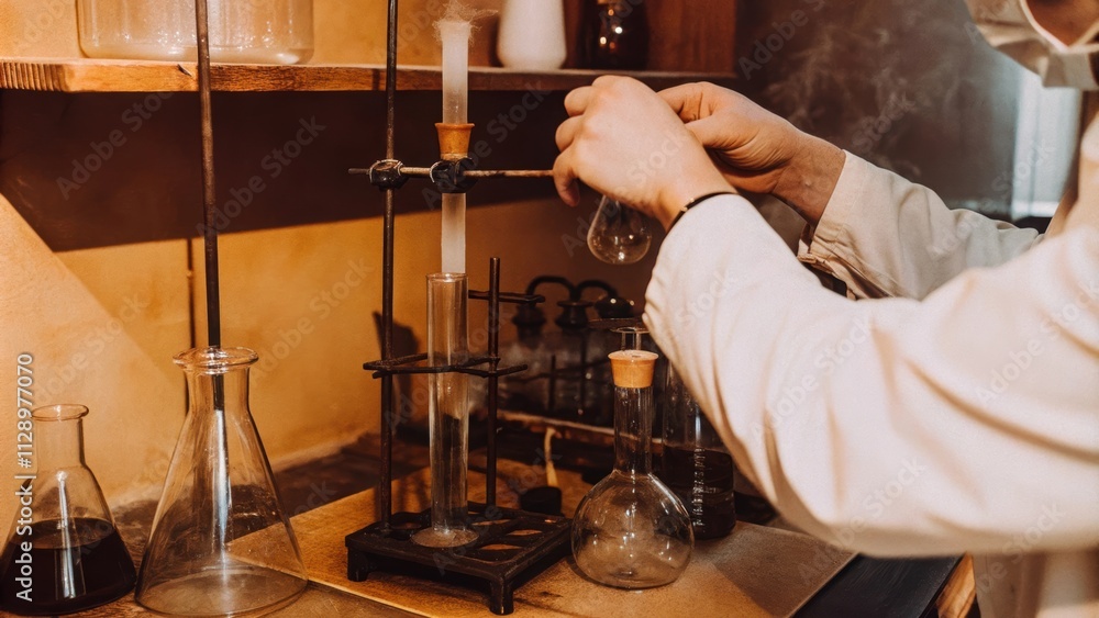 A researcher conducting a handson experiment manipulating a chemical ...