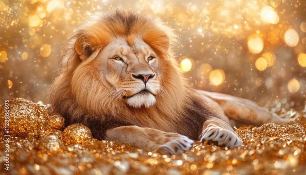 Majestic Golden Lion A Symbol of Power, Resilience, and Leadership Strength, Roaring Lion Image ...