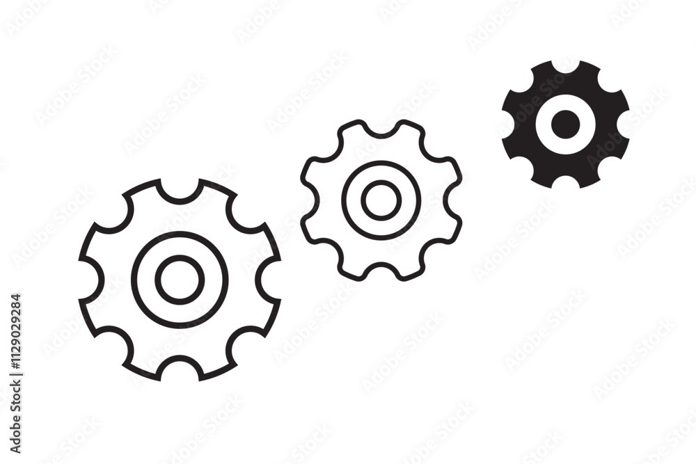 Black settings icon. Cogwheel symbol. Gear wheel vector linear icon for ...