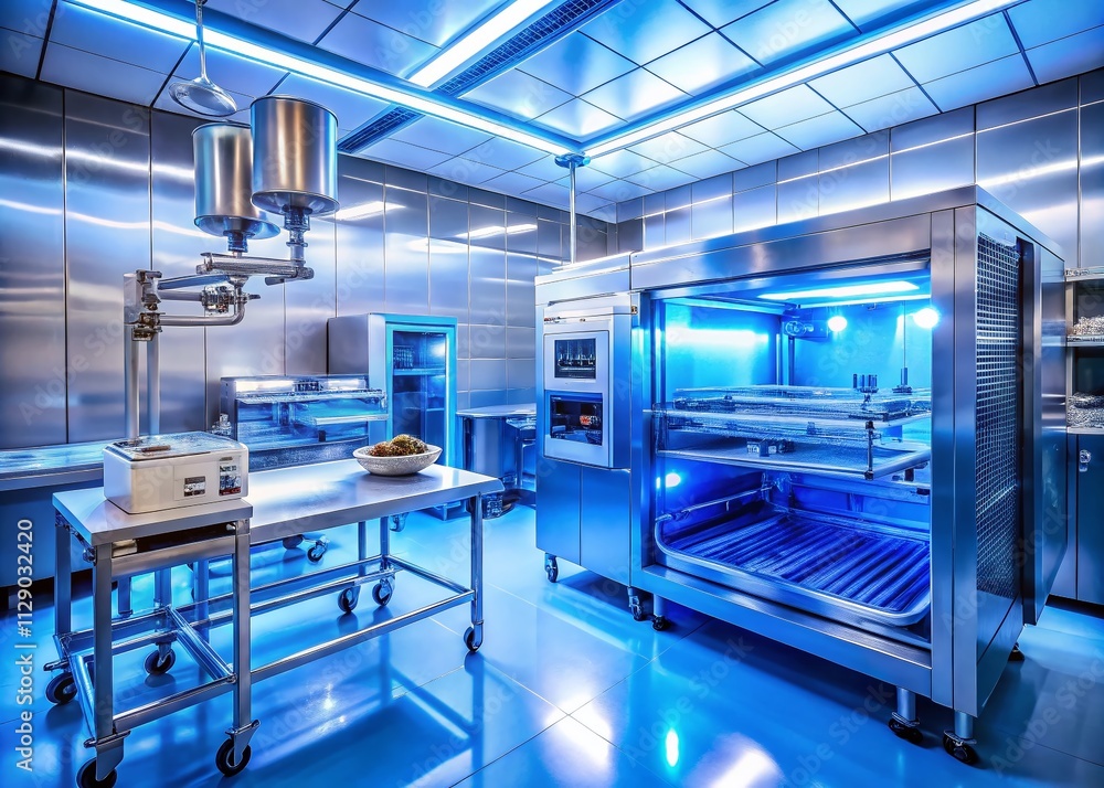 High-Tech Sterilization Machine for Surgical Instruments in a Sterile Lab with UV Light ...