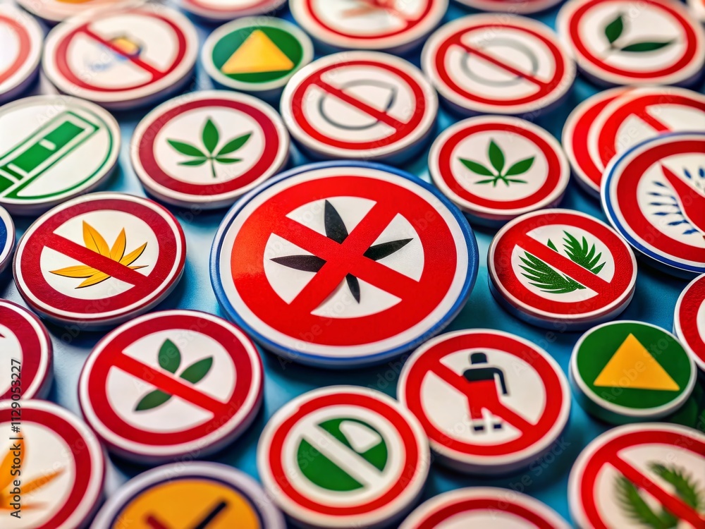 Macro Photography of Drug Prohibition Sign Stickers Highlighting Anti ...