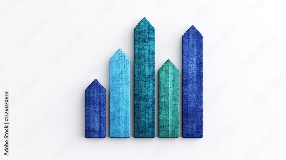 Blue Wooden Arrows Pointing Upwards: A minimalist, abstract, and ...