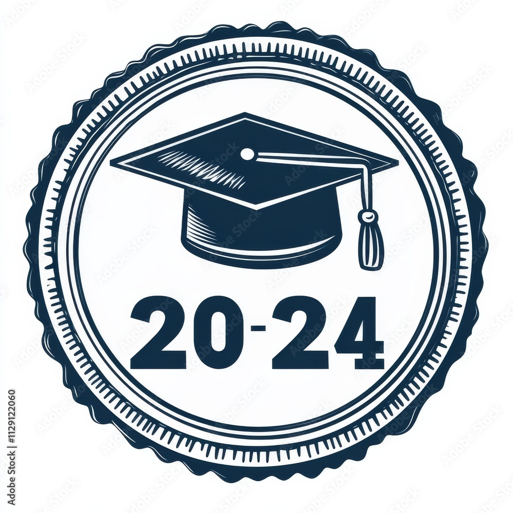 class of 2024 stamp. class of 2024 round sign. label on transparent ...