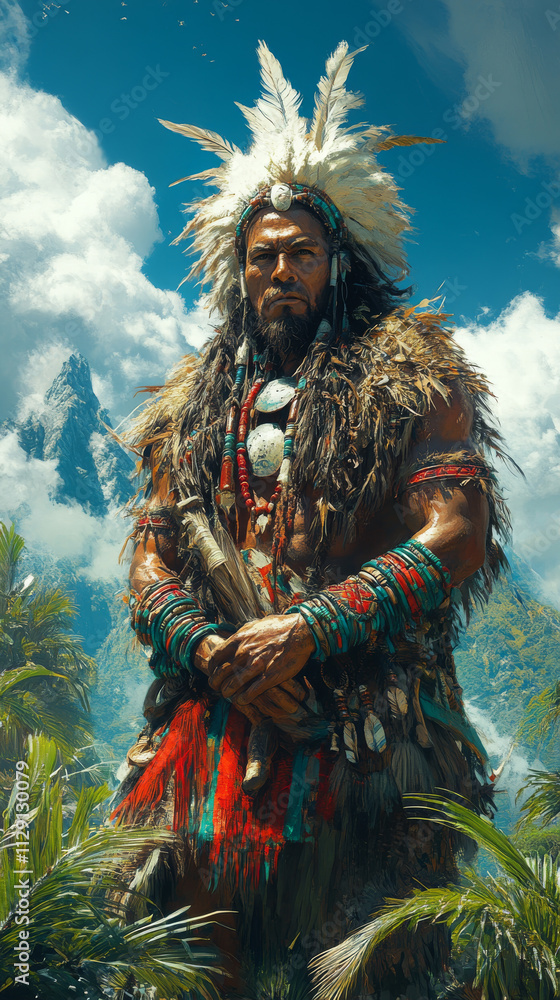 Maori Warriors: Fierce Battle-Ready Warrior in Traditional Maori Armor ...