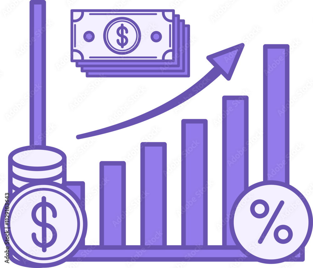 Colored Capitalization Icon. Vector Illustration. Interest Accrual on ...