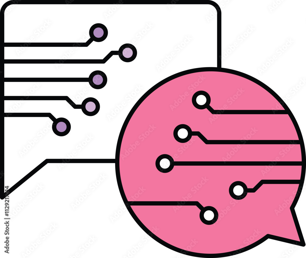 Communication Skills Icon – Speech Bubbles with Circuit Lines ...