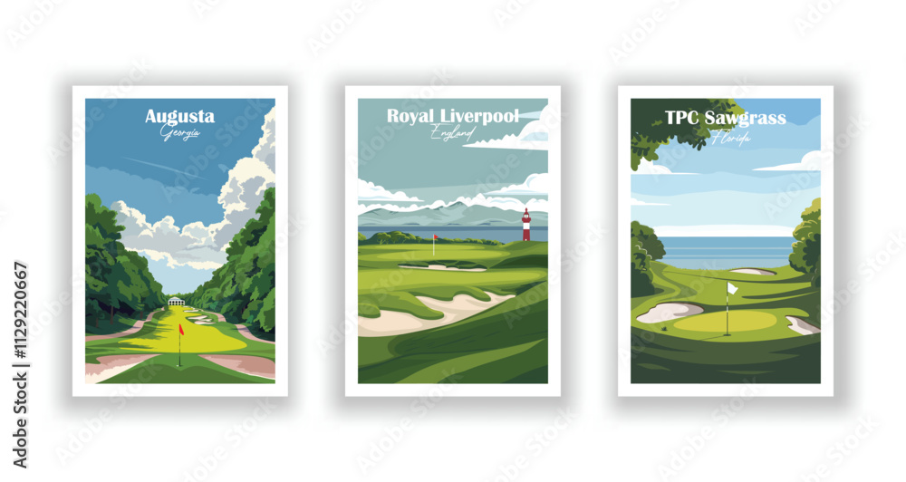 Golf Course Poster. Vector Illustration of TPC Sawgrass Golf Course ...