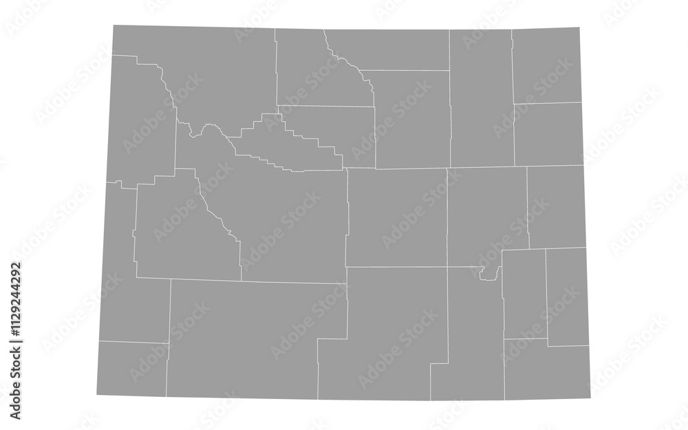 Wyoming administrative map. counties map of Wyoming, blank Wyoming Map ...