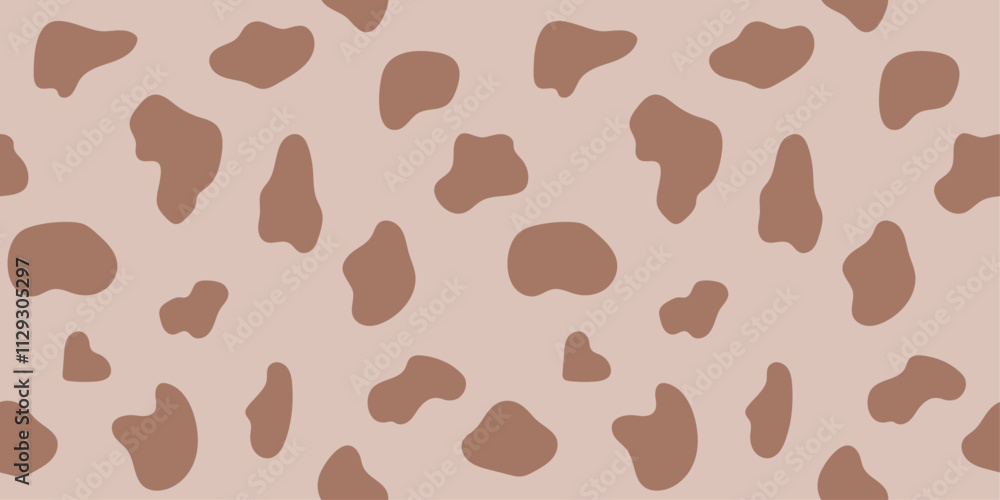 Seamless cow print pattern, animal skin in pastel brown, mocha color ...