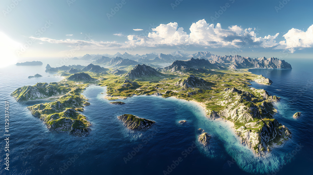 Archipelago, sea bay, hdri, environment map , round panorama, spherical ...