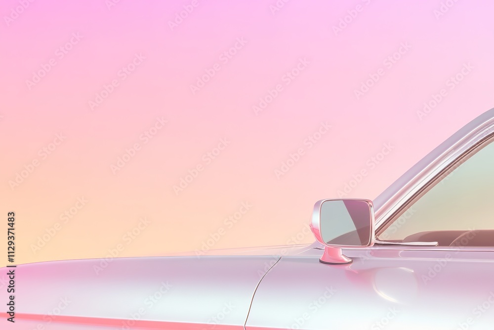 side mirror of modern car displayed on clean white background with ...