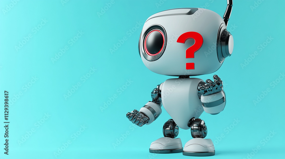 Innovative robot with question mark concept, showcasing artificial ...
