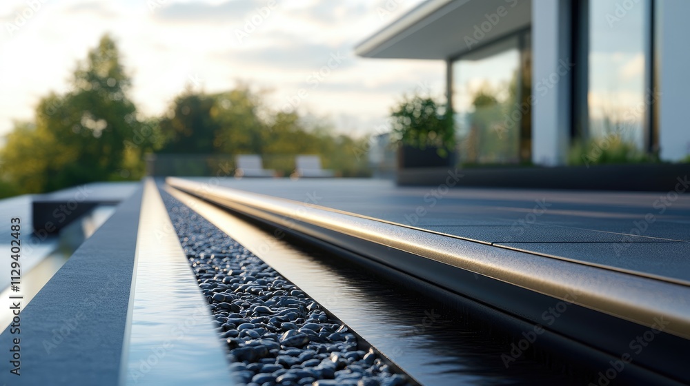 Drainage system for flat roofs featuring a synthetic membrane with ...