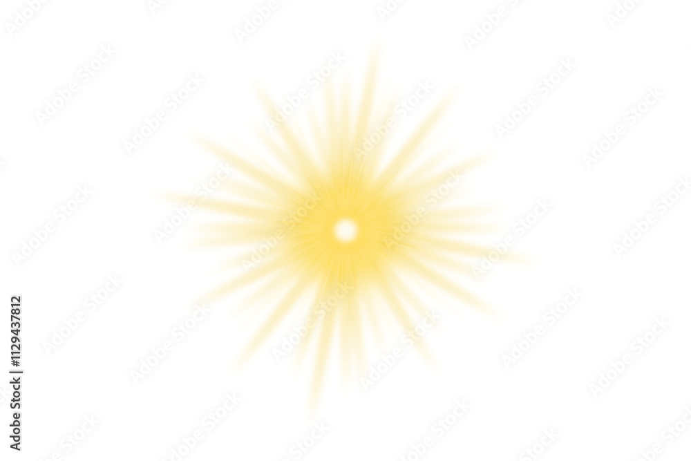 Yellow sunlight with lens flare on transparent background. Shining ...