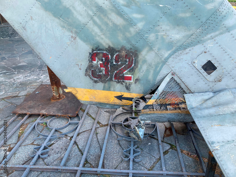 Vintage aircraft nose section, visible fuselage with rounded canopy ...