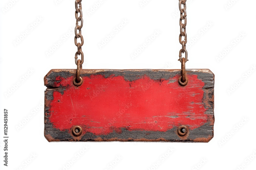 Weathered red hanging sign with subtle wear and rustic charm in a ...