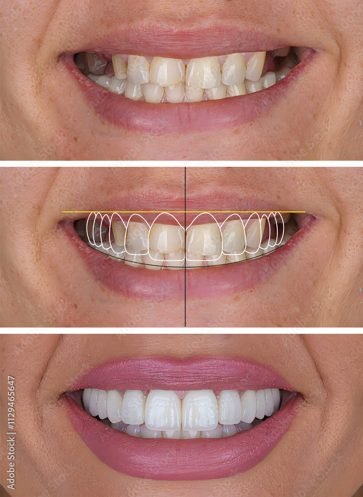 Smile design treatment and smile makeover with porcelain laminates to ...