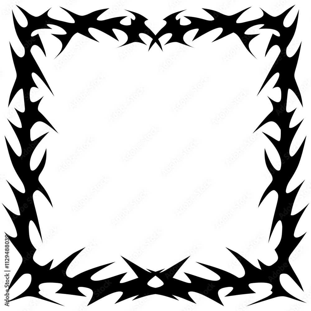 Y2k tribal thorn frame for decoration with transparent background ...