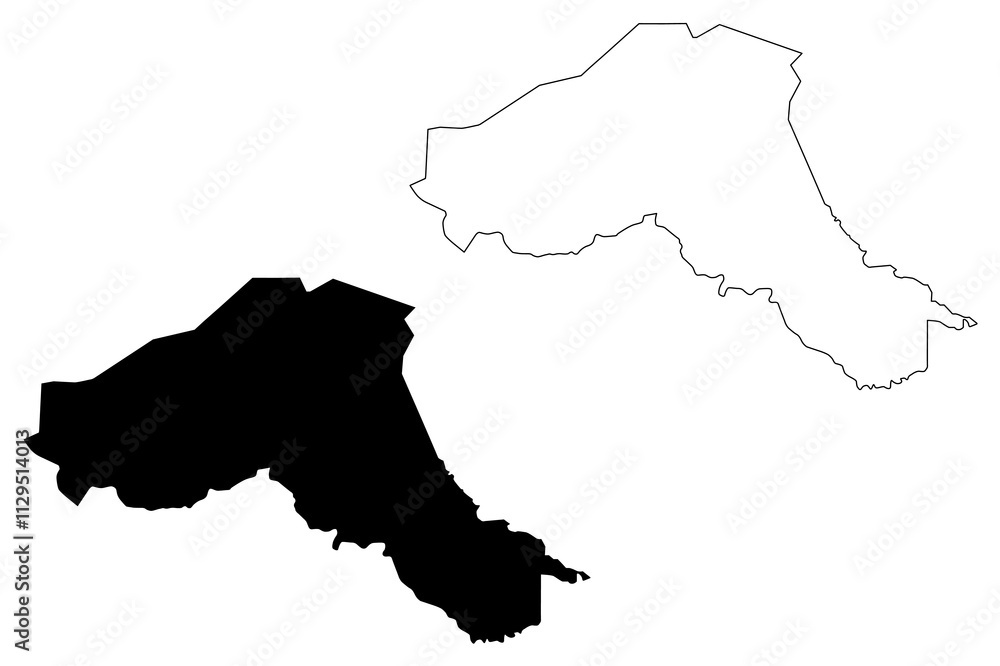 Sahel Region (Regions of Burkina Faso, Burkina Faso) map vector ...