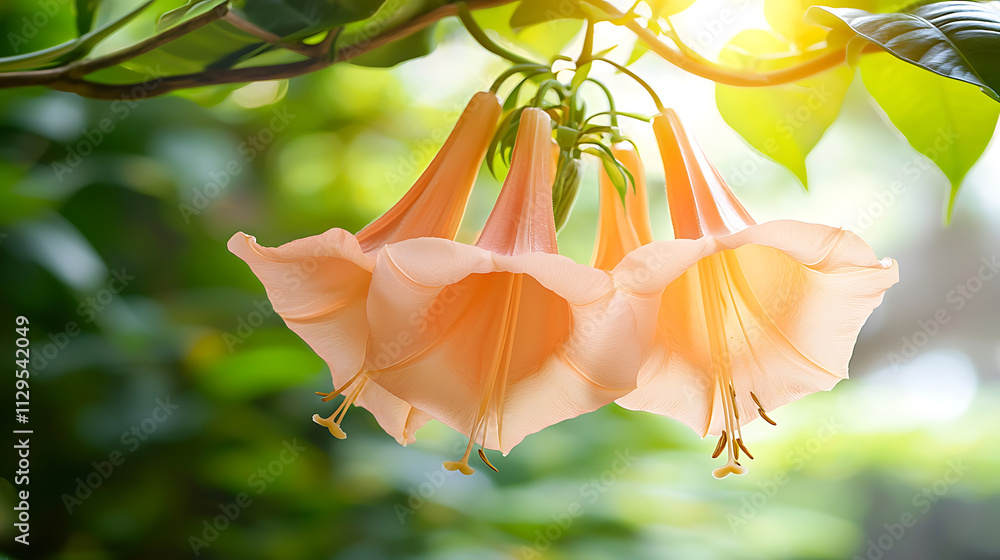 macro photograph of angel trumpet flowers, showcasing their delicate ...