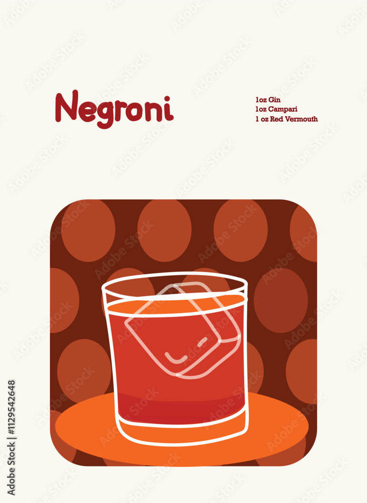 Negroni cocktail poster. Modern alcohol drink menu restaurant promotion ...