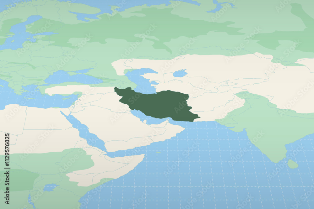 Iran highlighted on a detailed map, geographic location of Iran. Stock ...