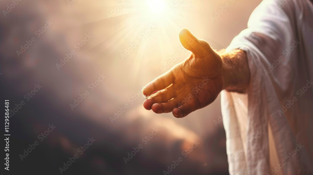 Jesus Christ giving his arm, hand gestures of Jesus dying on the cross ...