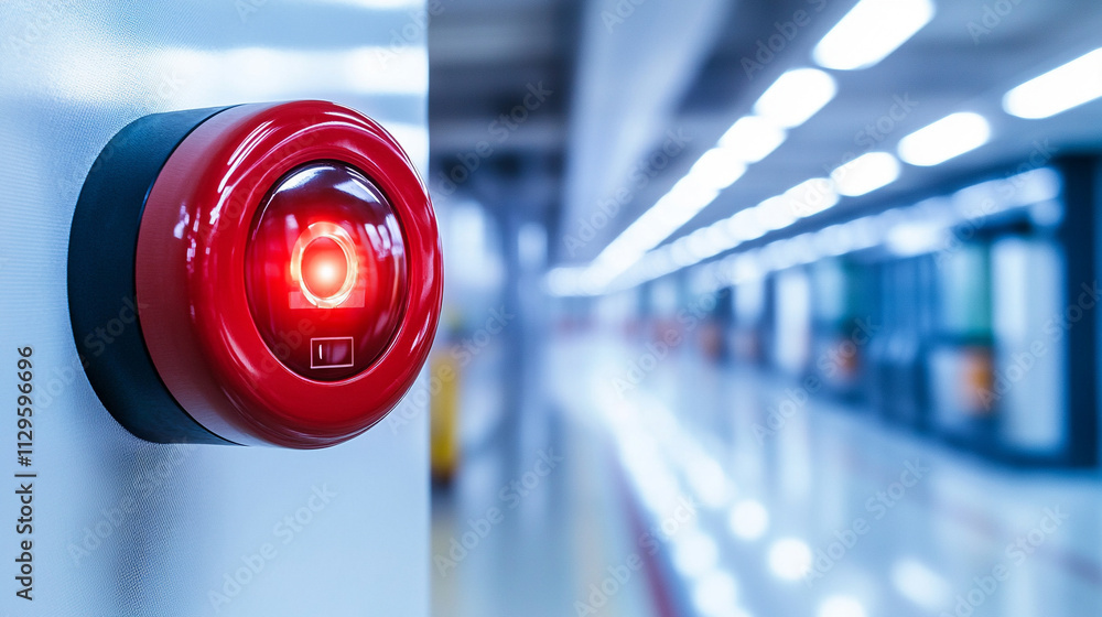 glowing fire alarm strobe light emits a bright warning signal ...