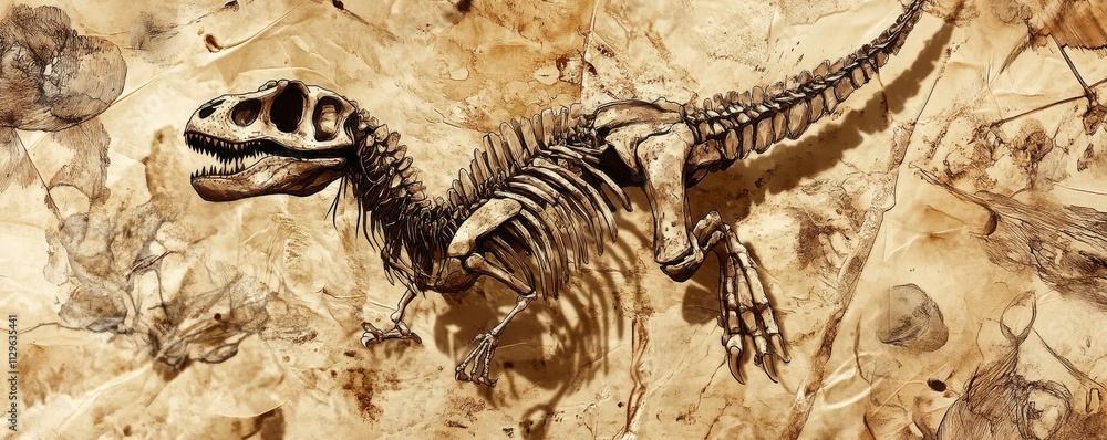 Prehistoric dinosaur clipart archaeological sketch, detailed fossil ...