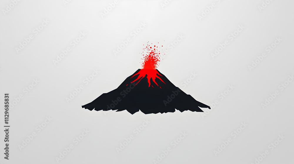 A simple design of a volcano with an eruption, represented in basic ...
