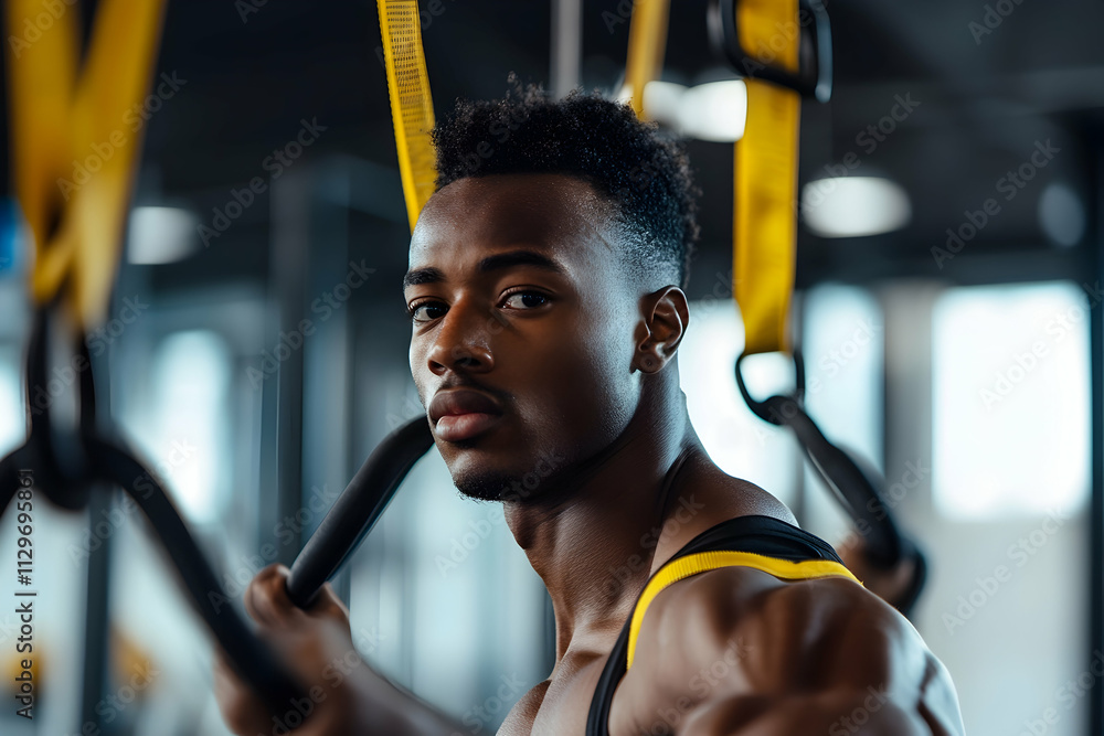 Strong athlete executing intense gym exercises for peak physical ...