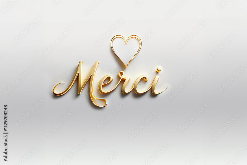 the word MERCI hand written in a cursive font followed by a hand-drawn ...