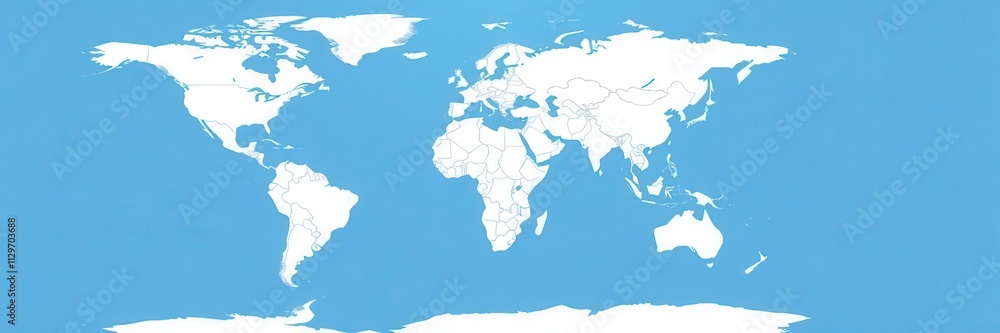 Illustration Stock World political map in blue and white shades, with ...