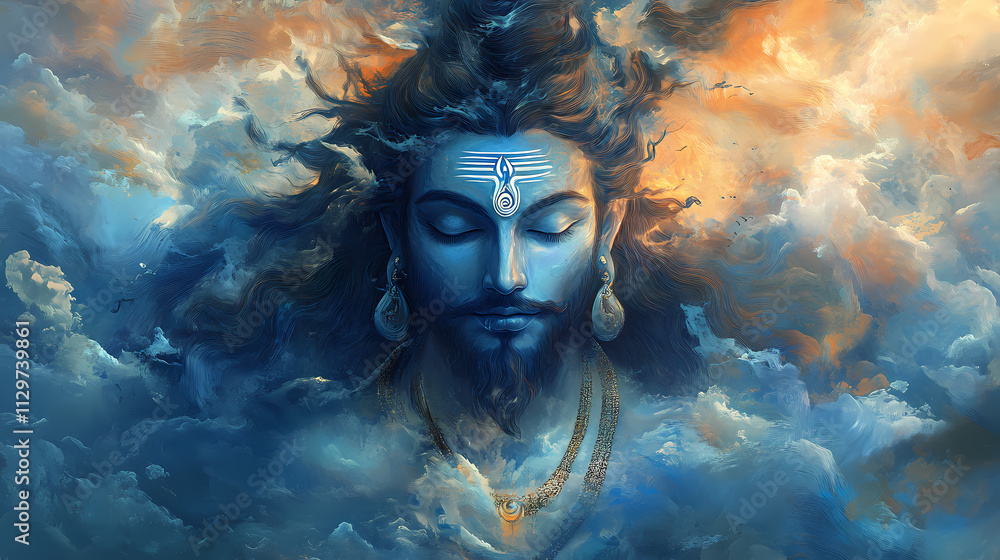 Ethereal and majestic digital painting depicting the hindu deity lord ...