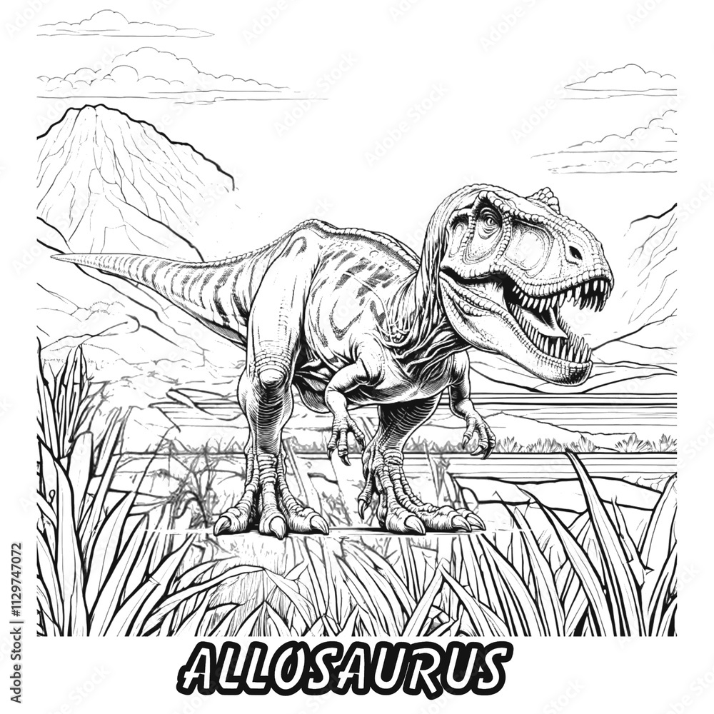 Collection of Coloring Page for Kids with Dinosaur Story, Printable ...