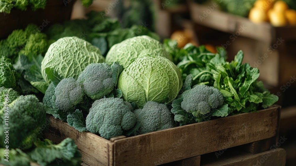 Fresh Green Cabbages and Broccoli Packed in Cardboard Box in Factory ...