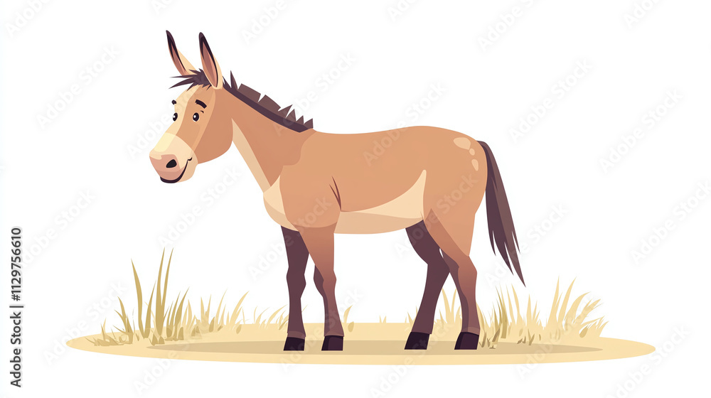 Donkey cartoon character, farm animal illustration, cute mule drawing ...