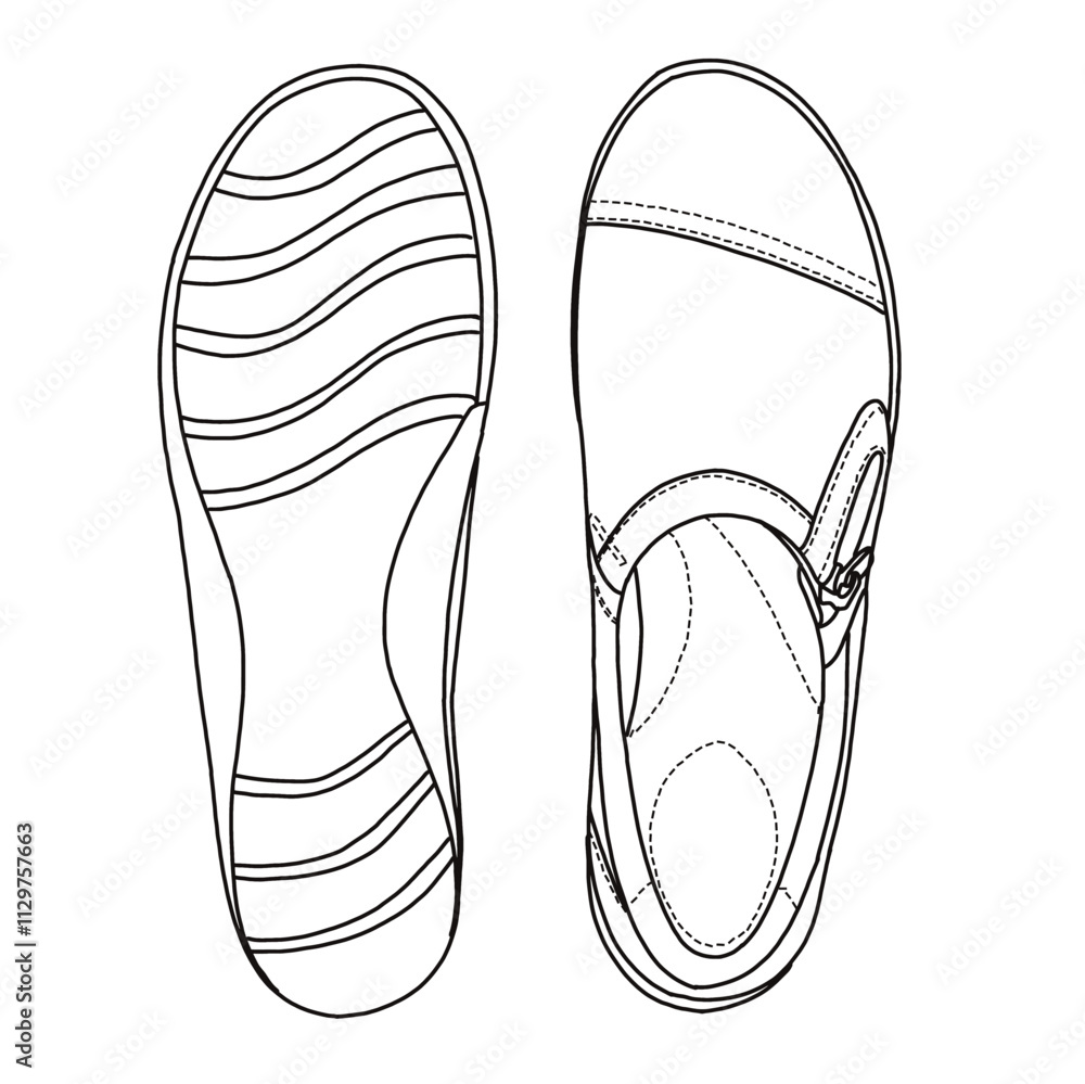 Women's Loafers Slip On with zipper Shoes Line art, Technical sketch ...