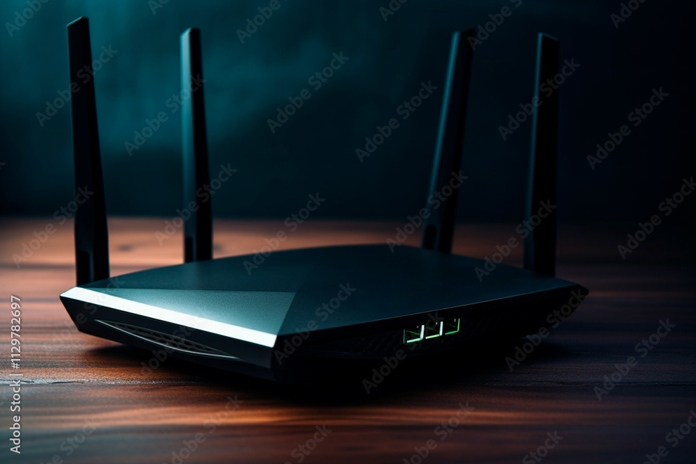 Modern WiFi router modem with high-tech design. advanced range ...